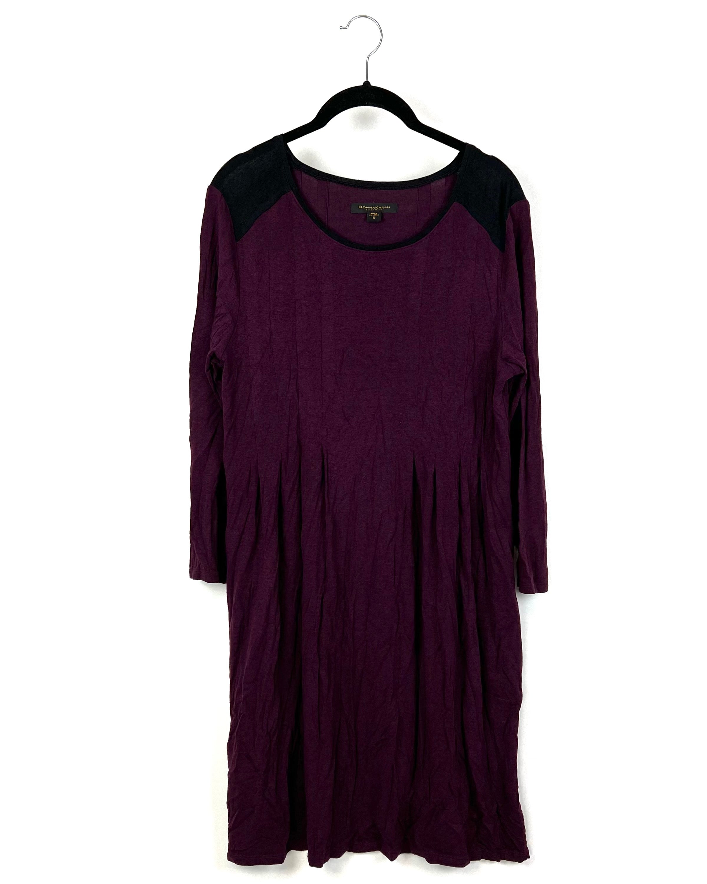 Maroon Long-Sleeve Nightgown With Black Color Blocks - Small – The ...