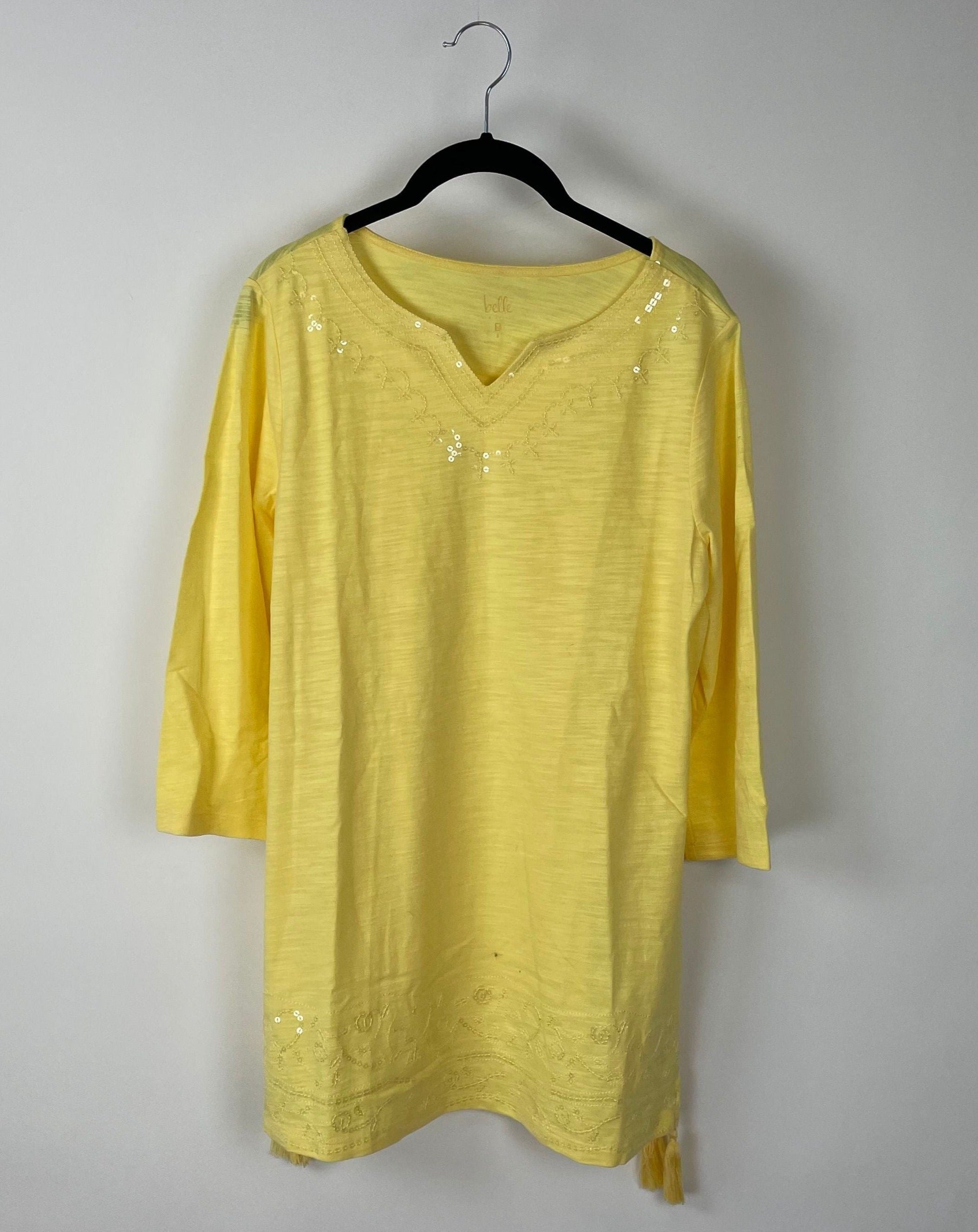 Yellow Sequin Top With Tassel Bottom - Small/Medium – The Fashion ...